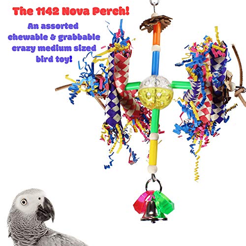 Bonka Bird Toys 1142 Nova Perch Colorful Bamboo Shreddable Chew Parrot Parrotlet Cockatiel African Grey