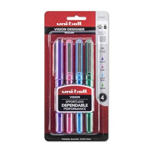 uni-ball vision designer series roller fine 0.7mm uni-flow ink 4 colors pack