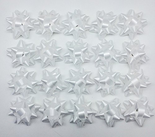 PEPPERLONELY Brand 20PC Peel & Stick Christmas Confetti Gift Bows 2-3/4", White