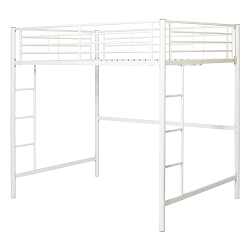 Walker Edison Timothee Urban Industrial Metal Double over Loft Bunk Bed, Full Double, White