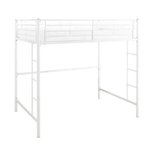 Walker Edison Timothee Urban Industrial Metal Double over Loft Bunk Bed, Full Double, White