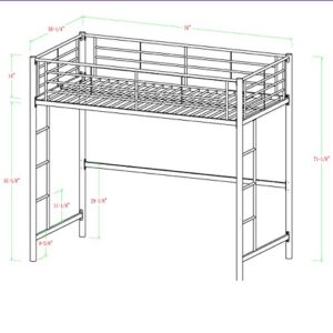 Walker Edison Timothee Urban Industrial Metal Double over Loft Bunk Bed, Full Double, White