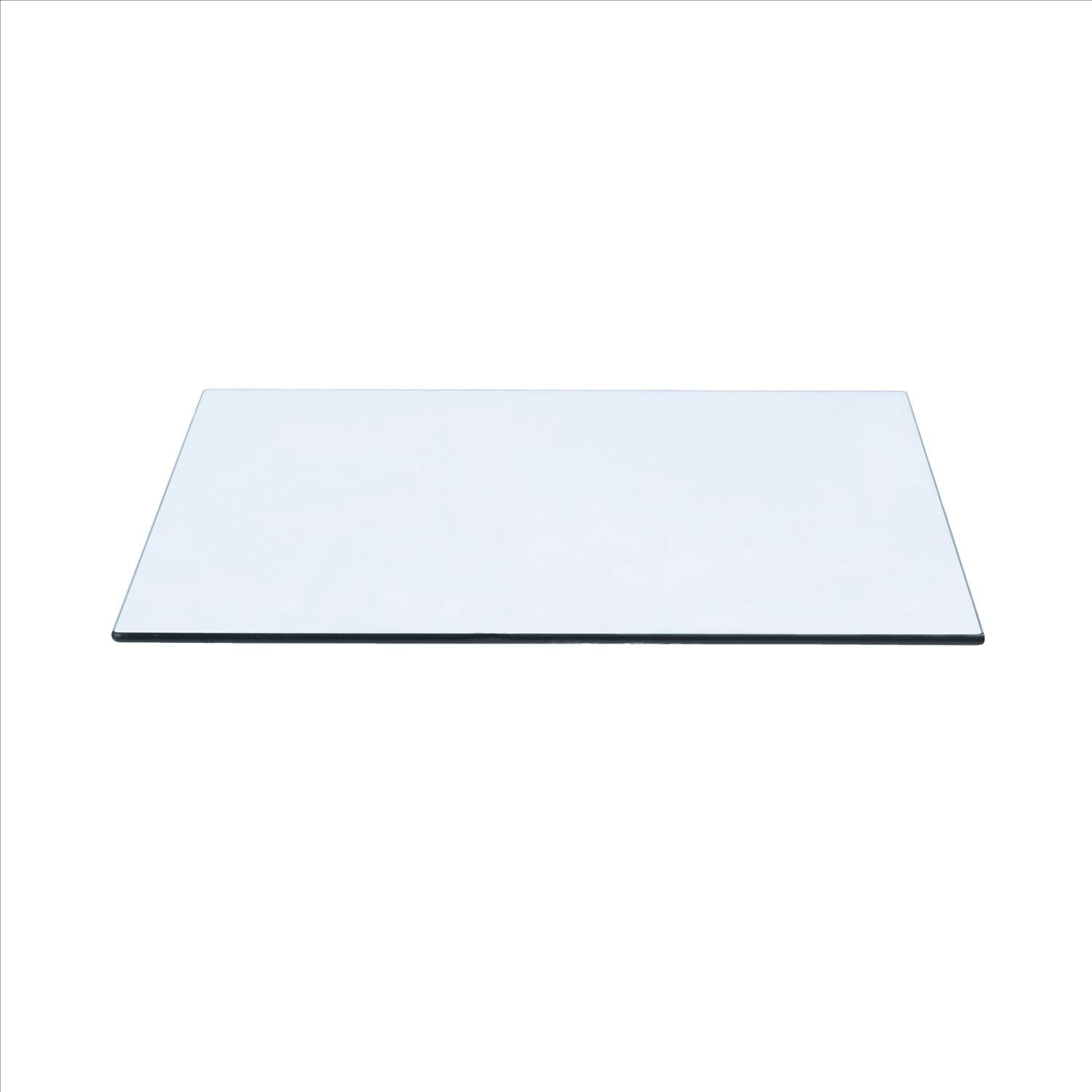 16" x 30" Rectangle Clear Tempered Glass Table Top 3/8" Thick - Flat Polish Edge