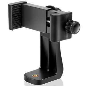 vastar smartphone tripod cell phone holder mount adapter, fits iphone, samsung, and all phones, rotates vertical and horizontal, adjustable clamp