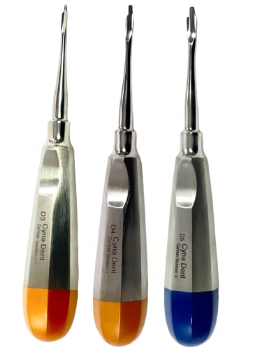 New German Stainless Set of 3 LUXATING PERIOTOMES Dental ATRAUMATIC EXTRACTING Elevators 3MM 4MM 5MM