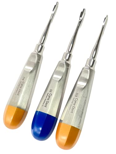 New German Stainless Set of 3 LUXATING PERIOTOMES Dental ATRAUMATIC EXTRACTING Elevators 3MM 4MM 5MM