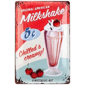 nostalgic-art retro tin sign, usa – milkshake – gift idea for usa & diner fans, metal plaque, vintage design for wall decoration, 7.9" x 11.8"