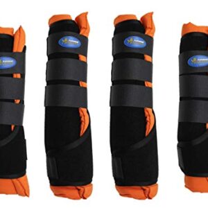 Professional Equine Horse Stable Shipping Boots Wraps Front Rear 4 Pack Leg Hoof Care Orange 4120OR