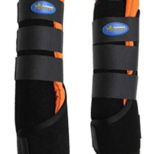 Professional Equine Horse Stable Shipping Boots Wraps Front Rear 4 Pack Leg Hoof Care Orange 4120OR