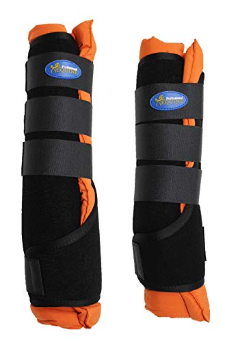 Professional Equine Horse Stable Shipping Boots Wraps Front Rear 4 Pack Leg Hoof Care Orange 4120OR