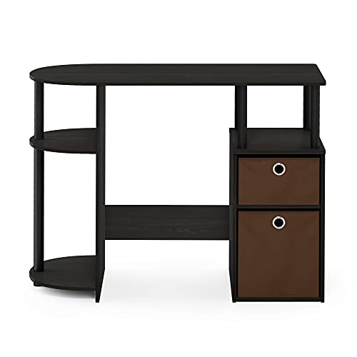 FURINNO Jaya Computer Study Desk with Bin, Brown