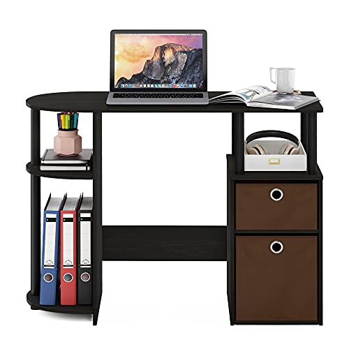 FURINNO Jaya Computer Study Desk with Bin, Brown