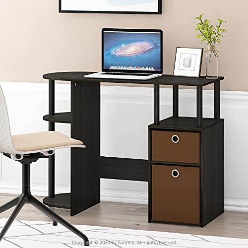 FURINNO Jaya Computer Study Desk with Bin, Brown