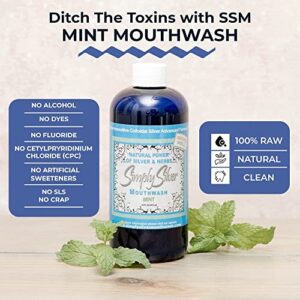 Simply Silver Mouthwash Mint Flavor- All Natural Colloidal Silver Mouthwash with Patent Pending Formula, Alcohol, Fluoride, and BPA Free, 16 Fl Oz