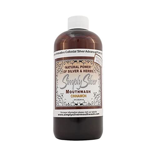 Simply Silver Mouthwash Cinnamon Flavor-All Natural Colloidal Silver Mouthwash with Patent Pending Formula, Alcohol, Fluoride, Cetylpyridinium Chloride, and BPA Free, 16 oz