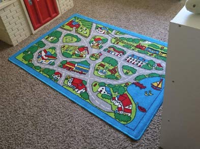 Mybecca Kids Rugs Street Map in Grey 5' X 7' Childrens Area Rug - Non Skid Gel Backing (59" x 82")