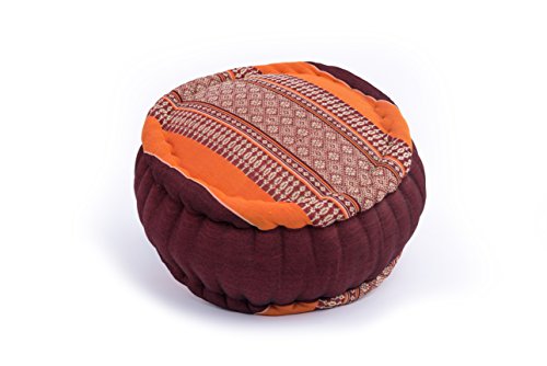 GABUR Zafu Round Cushion 100% Kapok, Orange & Brown Thai Design