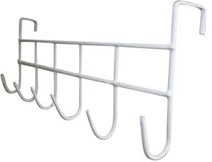 alpenkok over the door hook, organizer rack, hanging for coats, hats, robes, towels, 6-hooks, vinyl coated white by alpnekok