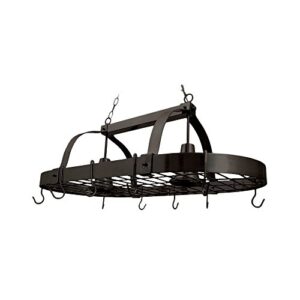 elegant designs pr1000-orb home collection 2 light kitchen pot rack with downlights, oil rubbed bronze