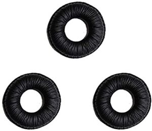 global teck leatherette ear pads 3-pack - for plantronics cs50, cs55, cs60 cordless - jabra/gn 2100, 2110, 2124, 2125, 9300, 9330, 9350 - mitel headset - 5330, 5340, 5360-67063-01, 14101-08