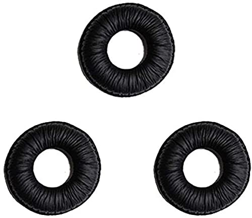 Global Teck Leatherette Ear Pads 3-Pack - for Plantronics CS50, CS55, CS60 Cordless - Jabra/GN 2100, 2110, 2124, 2125, 9300, 9330, 9350 - Mitel Headset - 5330, 5340, 5360-67063-01, 14101-08