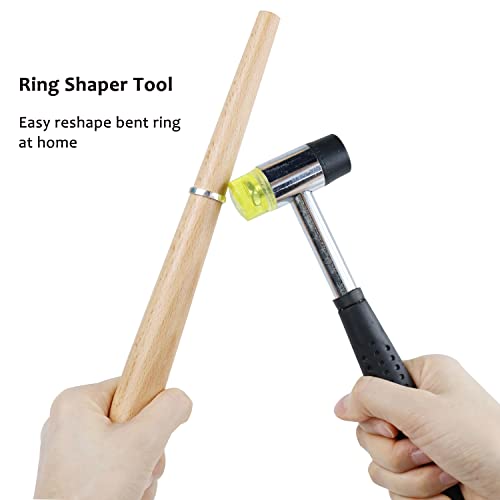 NIUPIKA Jewelers Rubber Hammer Mallet with Wood Ring Mandrel Sizer Sizing Adjuster Ring Shaper Repair Tools Jewelry Making Kit