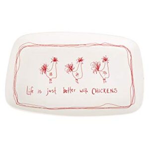 Creative Co-Op "Life is Just Better with Chickens" Stoneware Platter