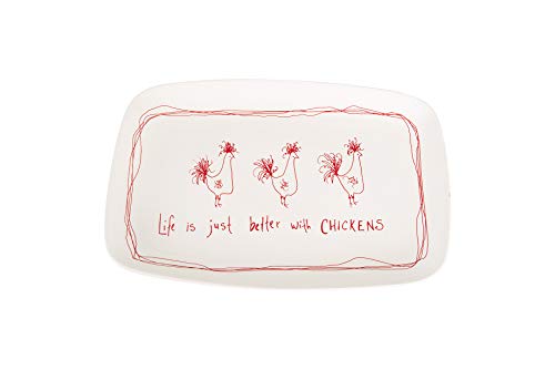 Creative Co-Op "Life is Just Better with Chickens" Stoneware Platter