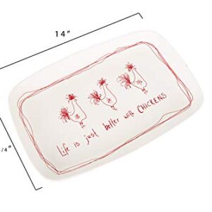 Creative Co-Op "Life is Just Better with Chickens" Stoneware Platter