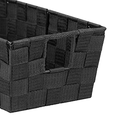 Home Basics Small Polyester Woven Strap Open Bin, Black