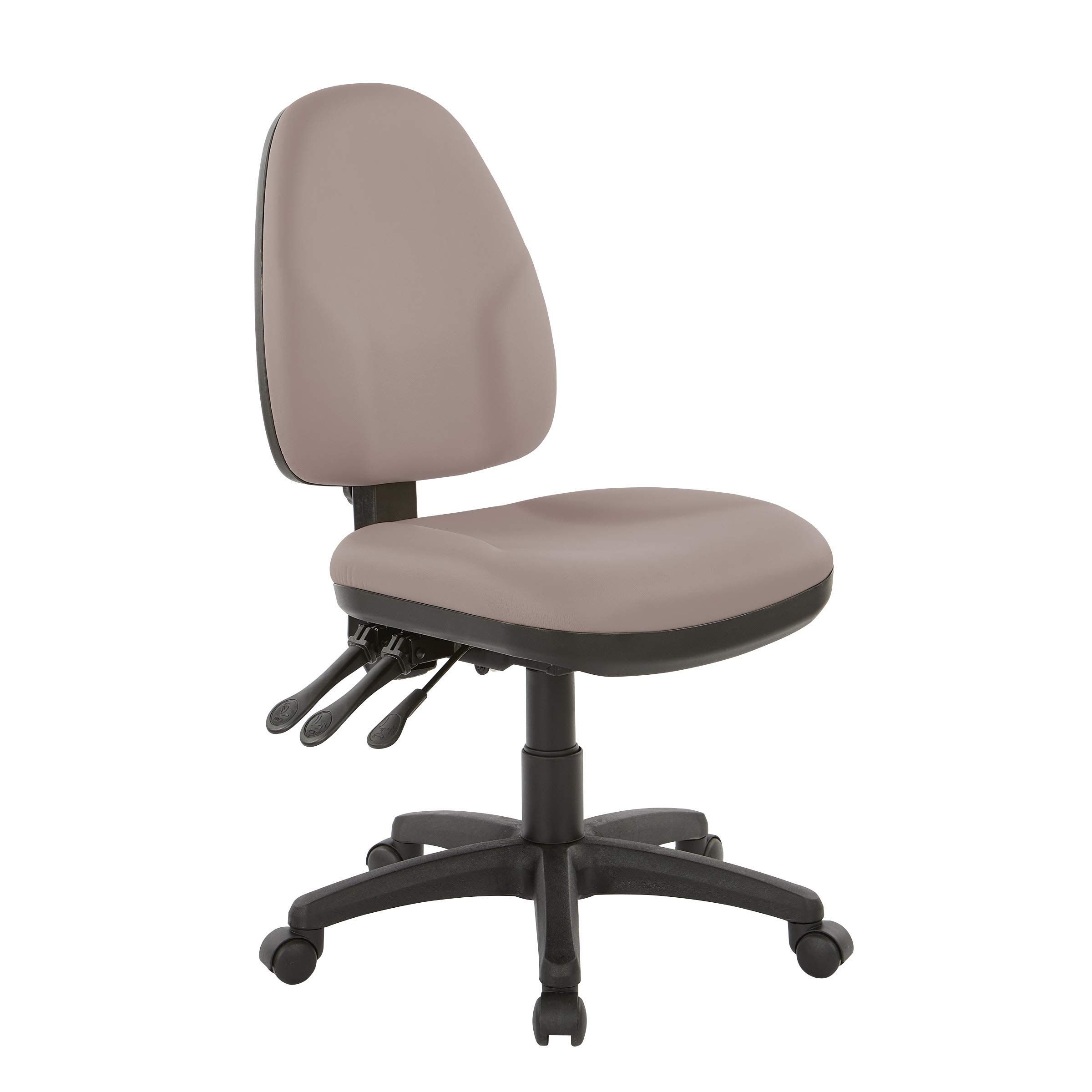 Office Star Ergonomic Dual Function Office Task Chair with Adjustable Padded Back and Built-in Lumbar Support, Armless, Dillon Stratus Fabric