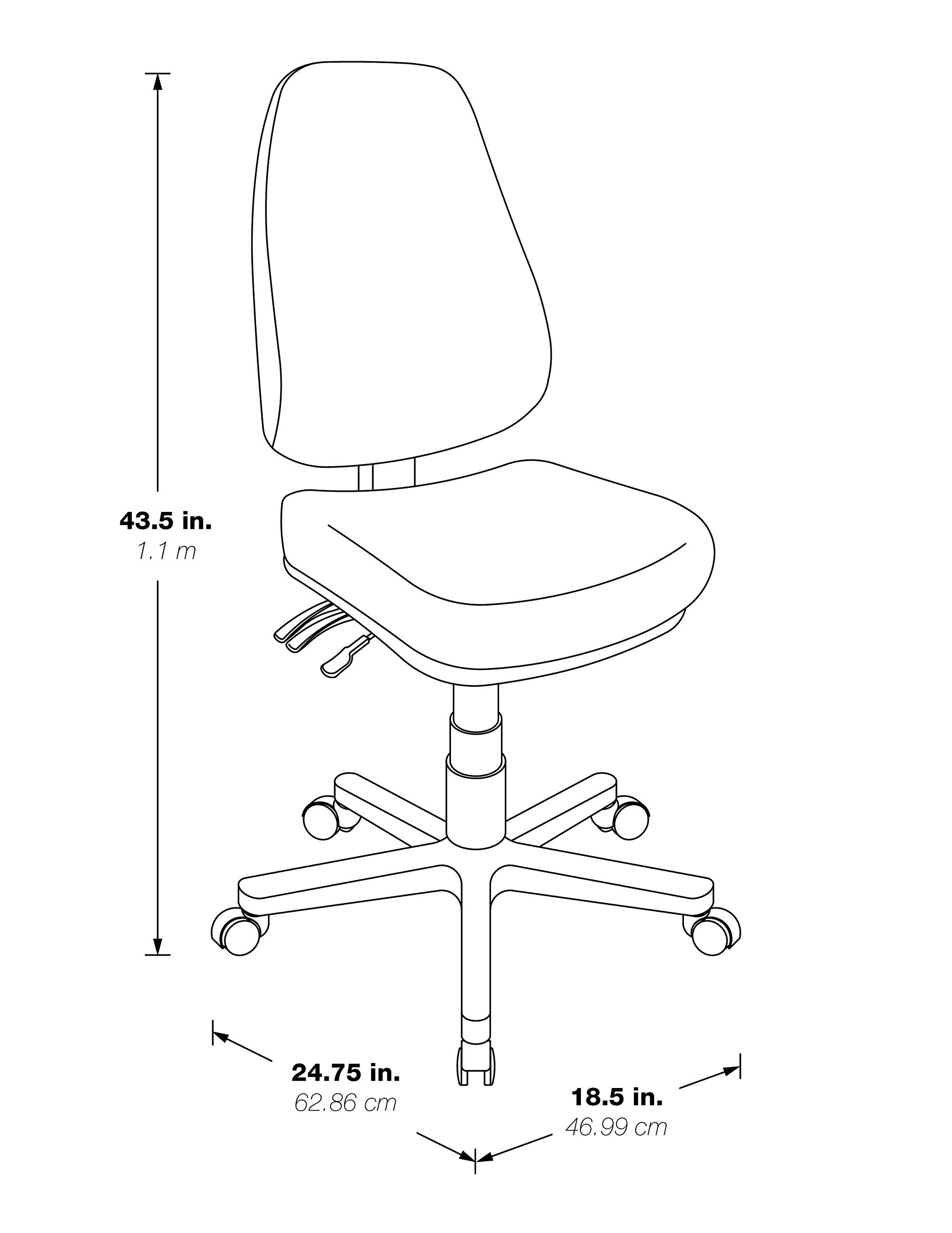 Office Star Ergonomic Dual Function Office Task Chair with Adjustable Padded Back and Built-in Lumbar Support, Armless, Dillon Stratus Fabric