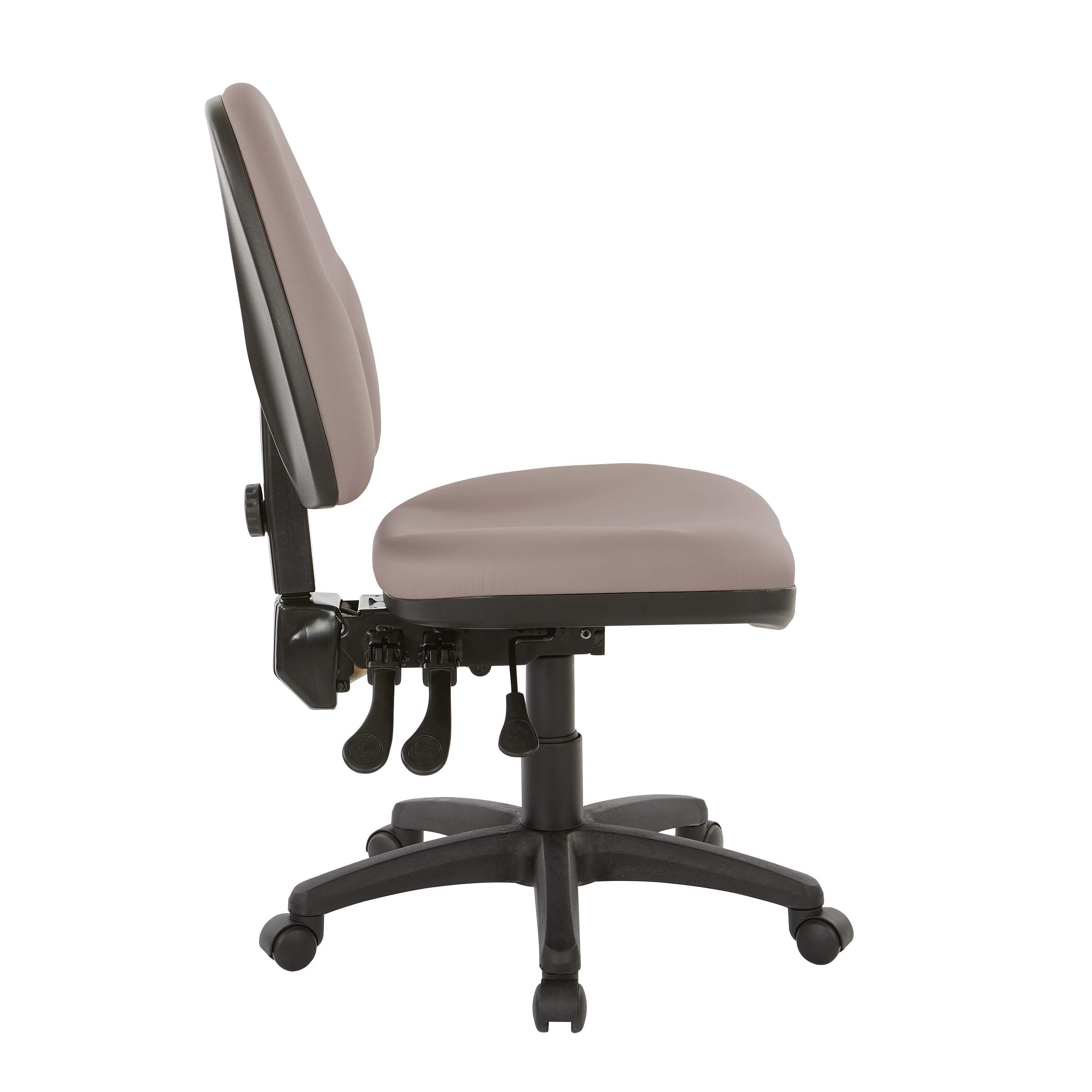 Office Star Ergonomic Dual Function Office Task Chair with Adjustable Padded Back and Built-in Lumbar Support, Armless, Dillon Stratus Fabric