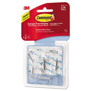 command 17065clrvpes clear hooks & strips plastic medium 6 hooks & 8 strips/pack