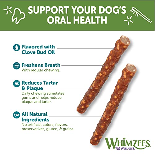 WHIMZEES Natural Grain Free Daily Dental Long Lasting Dog Treats, Veggie Sausage, Small, Bag of 28