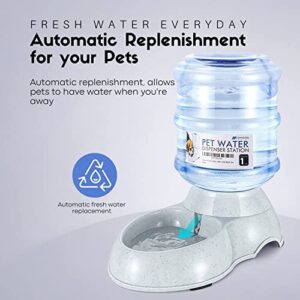 Flexzion Automatic Dog Water Bowl Dispenser for Cat Pet Animal (1 Gallon Dispener Water Jug) - Gravity Feeder Auto Replenish Waterer Drinking Bowl Fountain Bottle Dish Stand