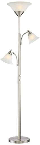 360 Lighting Jordan Modern Tree Torchiere Floor Lamp Standing 3-Light 71 1/2" Tall Brushed Nickel Silver Alabaster Glass Shades Decor for Living Room Reading House Bedroom Office