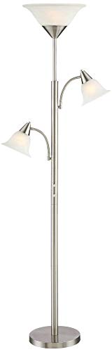 360 Lighting Jordan Modern Tree Torchiere Floor Lamp Standing 3-Light 71 1/2" Tall Brushed Nickel Silver Alabaster Glass Shades Decor for Living Room Reading House Bedroom Office