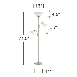 360 Lighting Jordan Modern Tree Torchiere Floor Lamp Standing 3-Light 71 1/2" Tall Brushed Nickel Silver Alabaster Glass Shades Decor for Living Room Reading House Bedroom Office