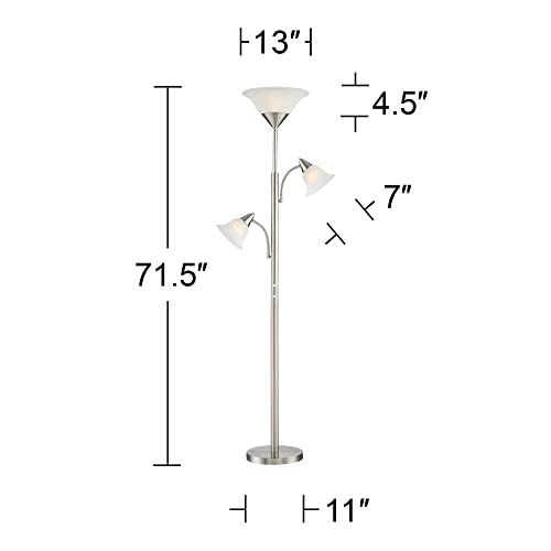 360 Lighting Jordan Modern Tree Torchiere Floor Lamp Standing 3-Light 71 1/2" Tall Brushed Nickel Silver Alabaster Glass Shades Decor for Living Room Reading House Bedroom Office