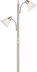 360 Lighting Jordan Modern Tree Torchiere Floor Lamp Standing 3-Light 71 1/2" Tall Brushed Nickel Silver Alabaster Glass Shades Decor for Living Room Reading House Bedroom Office