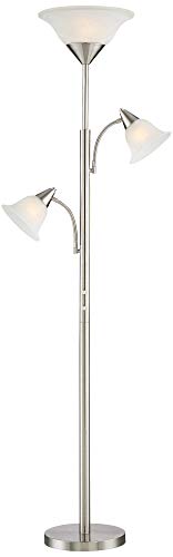 360 Lighting Jordan Modern Tree Torchiere Floor Lamp Standing 3-Light 71 1/2" Tall Brushed Nickel Silver Alabaster Glass Shades Decor for Living Room Reading House Bedroom Office