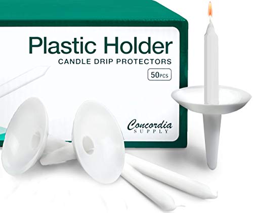 Concordia Supply 4.25" Candlelight Service Candles with Plastic Candle Holders (Set of 100) - Convenient for Memorial Candles, Congregational Candles, Christmas Eve Candles, Shabbat Candles