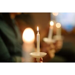 Concordia Supply 4.25" Candlelight Service Candles with Plastic Candle Holders (Set of 100) - Convenient for Memorial Candles, Congregational Candles, Christmas Eve Candles, Shabbat Candles