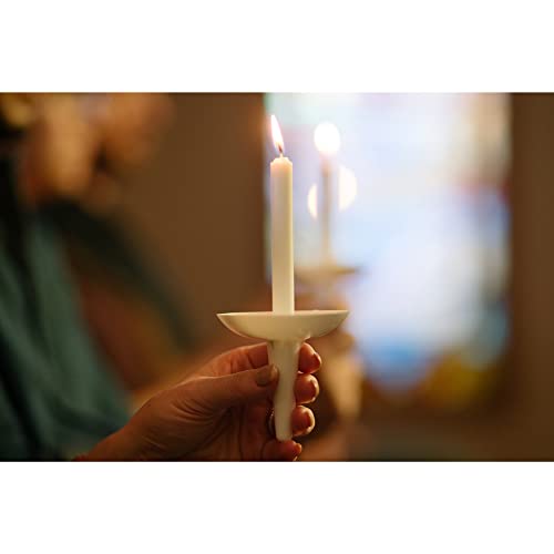 Concordia Supply 4.25" Candlelight Service Candles with Plastic Candle Holders (Set of 100) - Convenient for Memorial Candles, Congregational Candles, Christmas Eve Candles, Shabbat Candles