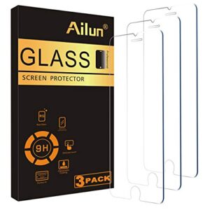 ailun screen protector compatible for iphone se 2020 2nd/2022 3rd generation, iphone 8,7,6s,6, 4.7-inch tempered glass 0.25mm case friendly 3 pack clear