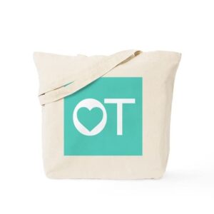 cafepress ot occupational therapy heart tote bag natural canvas tote bag, reusable shopping bag