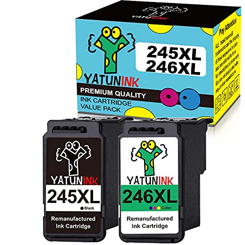 YATUNINK Remanufactured Ink Cartridge Replacement for Canon PG-245XL CL-246XL 245 and 246 XL PG-243 CL-244 Ink Cartridge for Canon TR4520 MG2522 MG2920 MG2922 TS3122 MX490 MX492 Printer Ink (2 Pack)