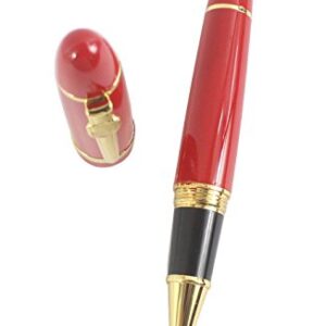 Gullor Heavy Big Rollerball Pen 159, Gold Trim, Black Ink(0.7mm), Red