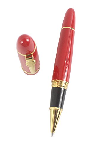 Gullor Heavy Big Rollerball Pen 159, Gold Trim, Black Ink(0.7mm), Red